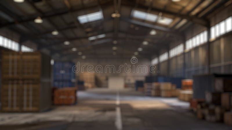 Blur Background of Abandoned Storage or Warehouse with Box on Shelf ...