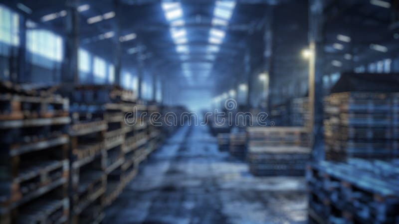 Blur Background of Abandoned Storage or Warehouse with Box on Shelf ...