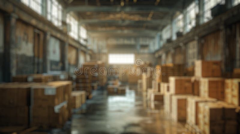 Blur Background of Abandoned Storage or Warehouse with Box on Shelf ...