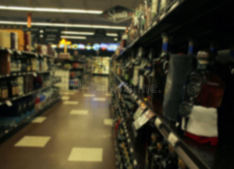 Blur Background Inside Beer, Liquor and Wine Store Stock Photo - Image ...