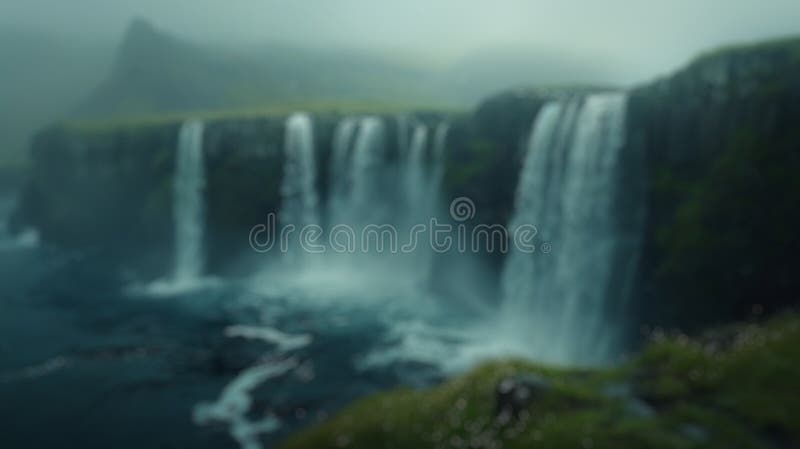 Blur Background of Mystical Waterfall with Light Piercing through Lush ...