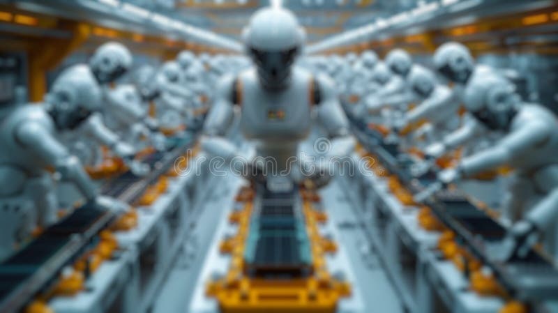 Blur Background of Robot in a Manufacturing Assembly Production Line ...