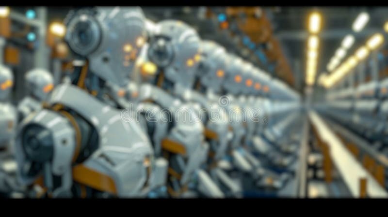 Blur Background of Robot in a Manufacturing Assembly Production Line ...