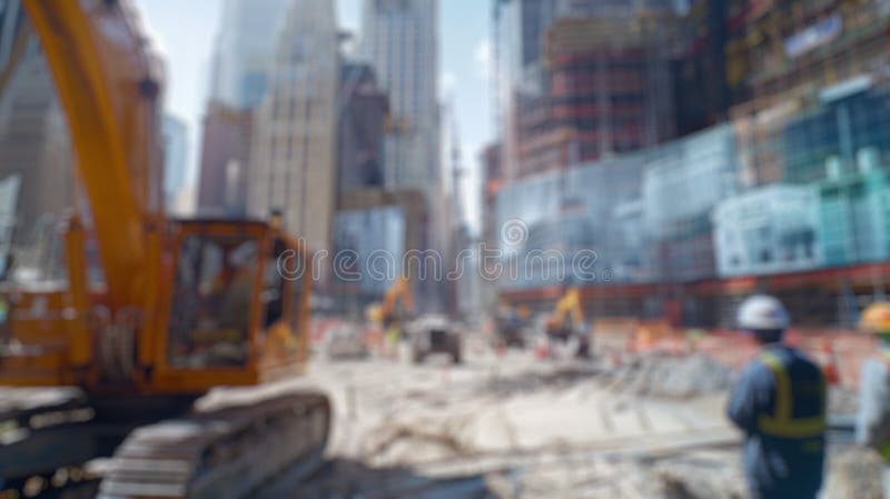 Blur Background of Skilled Civil Engineer Looking at Construction Site ...