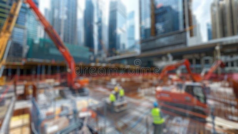 Blur Background of Skilled Civil Engineer Looking at Construction Site ...