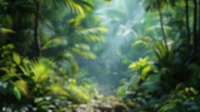 Blur Background of Sunlight Filter through Mist and Foliage of Jungle ...
