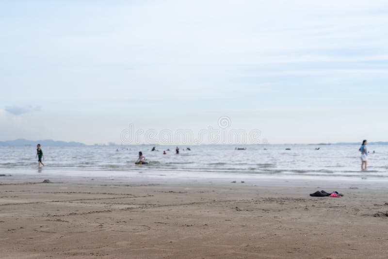 Beach with People Playing with Wave Stock Image - Image of happy, beach ...