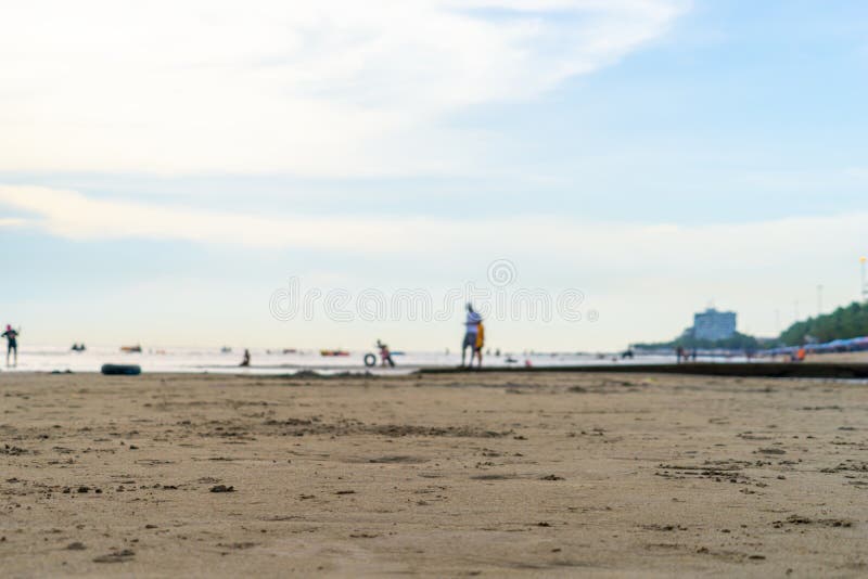 Beach with People Playing with Wave Stock Photo - Image of walking ...