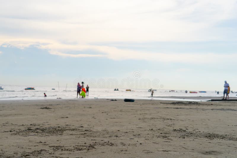 Beach with People Playing with Wave Stock Image - Image of happy ...