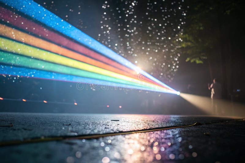 Blur Beam. Sparkle Background. Defocused Leak Blue Yellow Multicolor ...