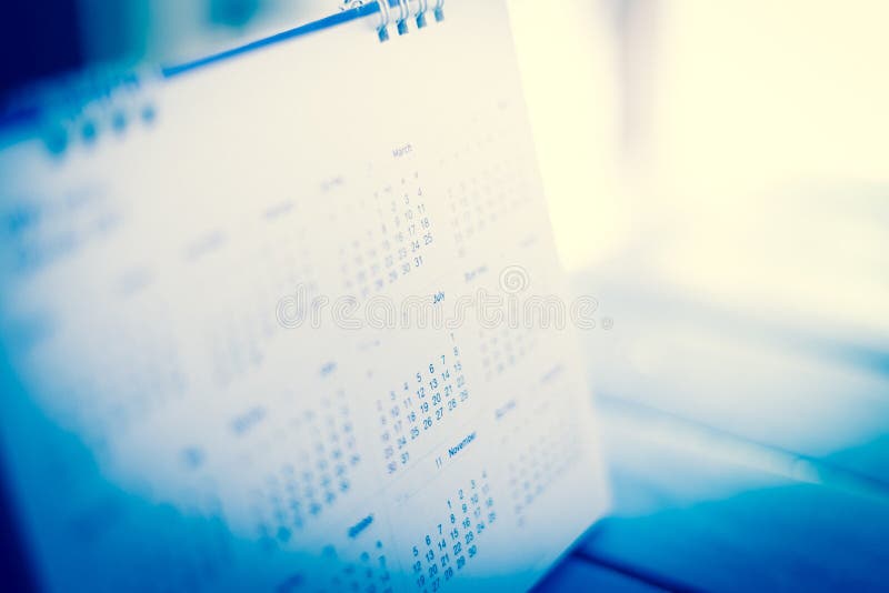 Blur calendar in blue. stock photo. Image of page, agenda - 108079514