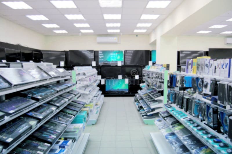 Computer Store. Template White Banner in Small Shopping Room Stock ...
