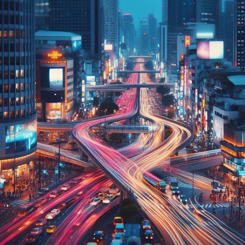 Blur Focus of Busy Intersection with Traffic Signals Stock Photo - Image of tersection, high ...