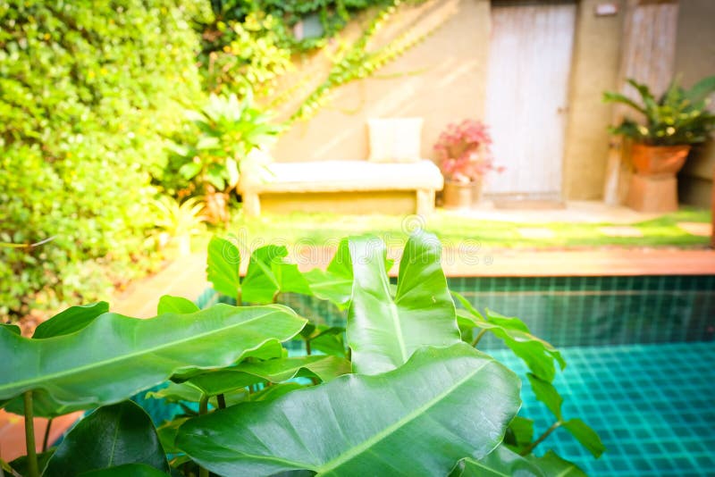 Blur Front View for Vintage Resort Hotel Stock Image - Image of ...