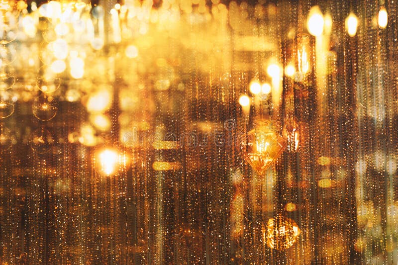 Blur Glowing Golden Light Party at Night Stock Image - Image of ...