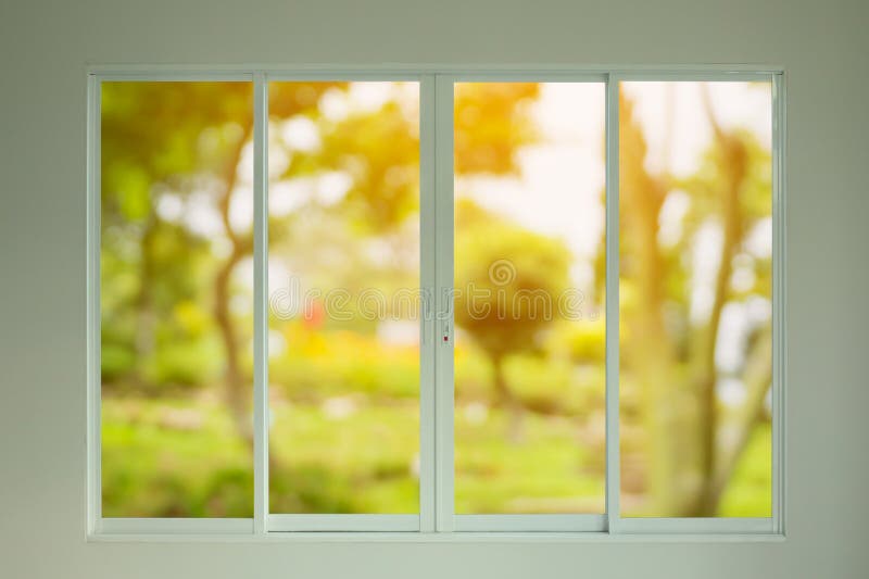 Green Garden View through the Window Stock Photo - Image of interior ...