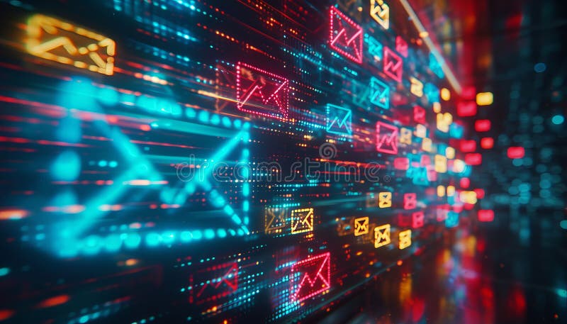 Blur Image of Email and Envelope on Abstract Technology Concept ...