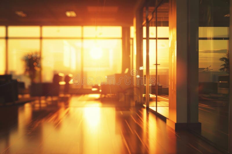 Blur Interior Inside Modern Office Building, Natural Rim Light ...