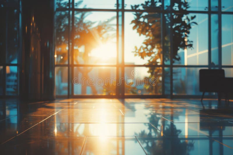 Blur Interior Inside Modern Office Building, Natural Rim Light ...