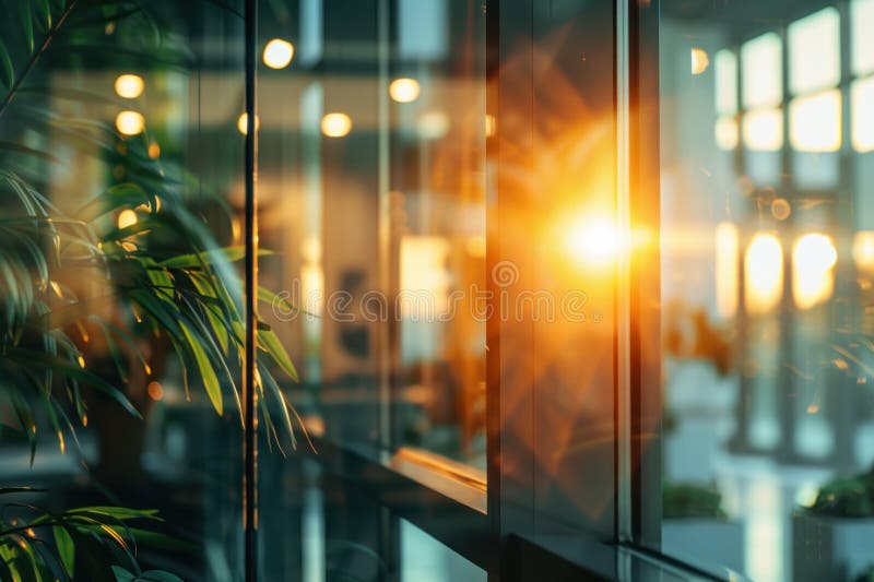 Blur Interior Inside Modern Office Building, Natural Rim Light ...