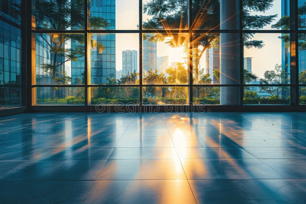 Blur Interior Inside Modern Office Building, Natural Rim Light ...