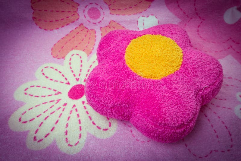 Blur : Pink Pillow with Flower for Backgroung Texture. Stock ...