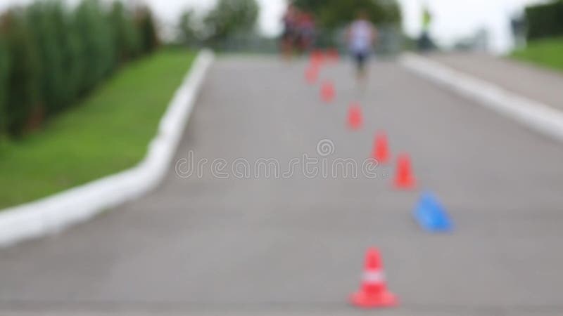 Blur Running Track Marked by Orange Cones with Stock Footage - Video of ...