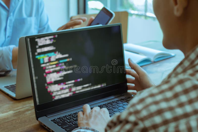 Group of Ux Developer and Ui Designer Brainstorming about App Interface Design at Modern Office ...