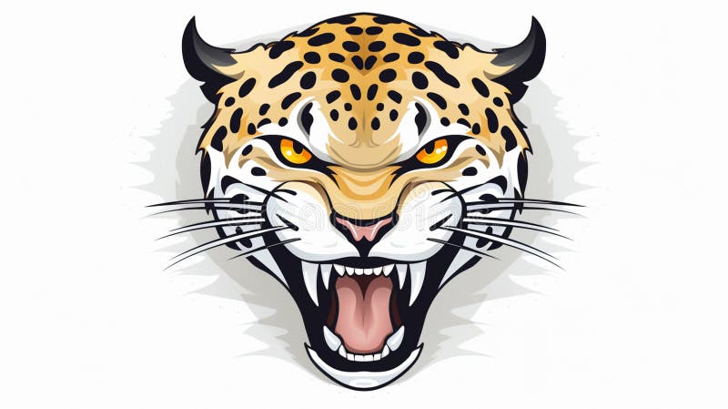 Blur White Background Mad Leopard Head, Long Sharp Teeth. Generative Ai ...