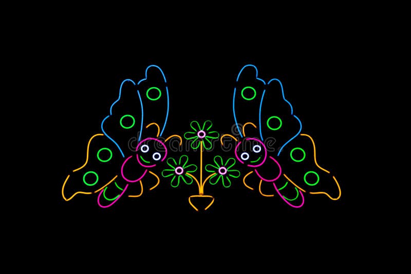 Multi-colored Neon Lights at Night Stock Illustration - Illustration of ...