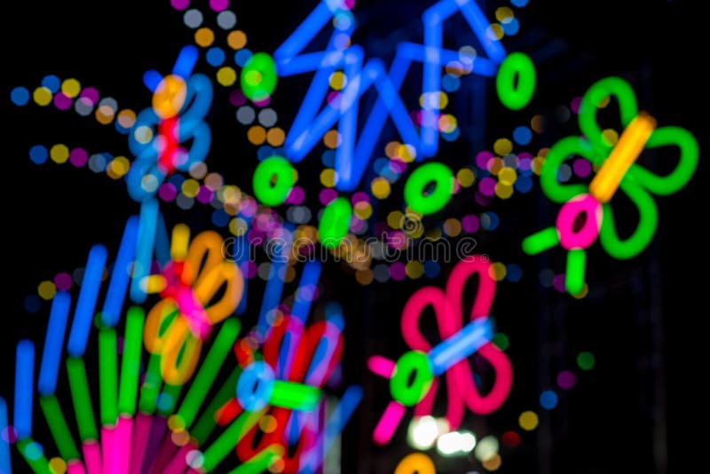 Blured Multi-colored Neon Lights at Night Stock Photo - Image of ...