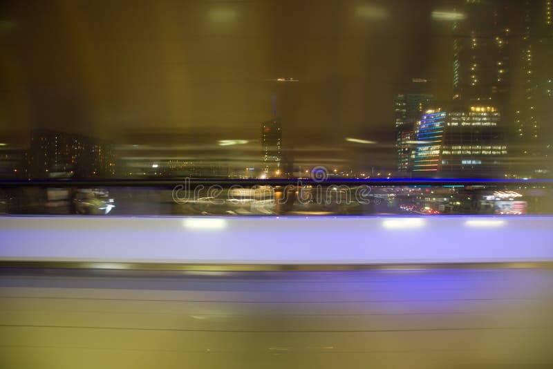 Blured View from Window on Night City Stock Photo - Image of bulb ...