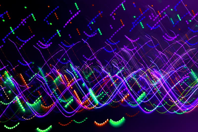 Blurred Abstract Background. Drawing with Light, Garlands. Stock Photo ...