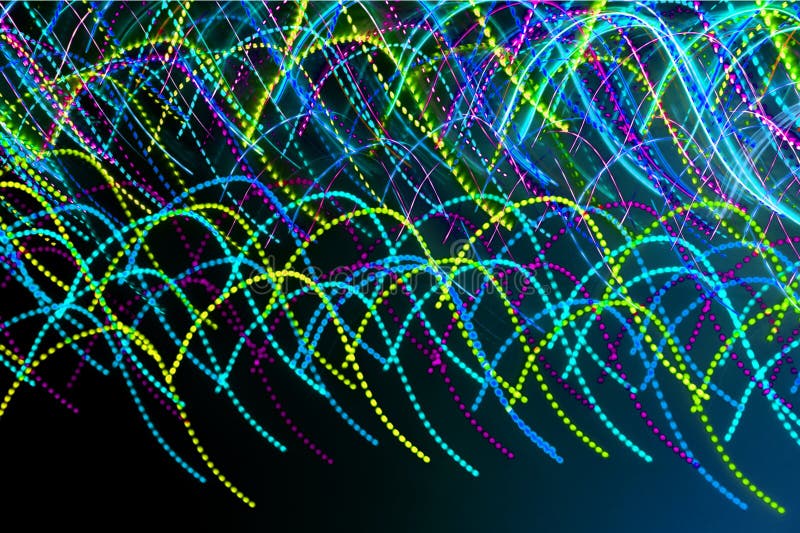 Blurred Abstract Background. Drawing with Light, Garlands. Stock Photo ...