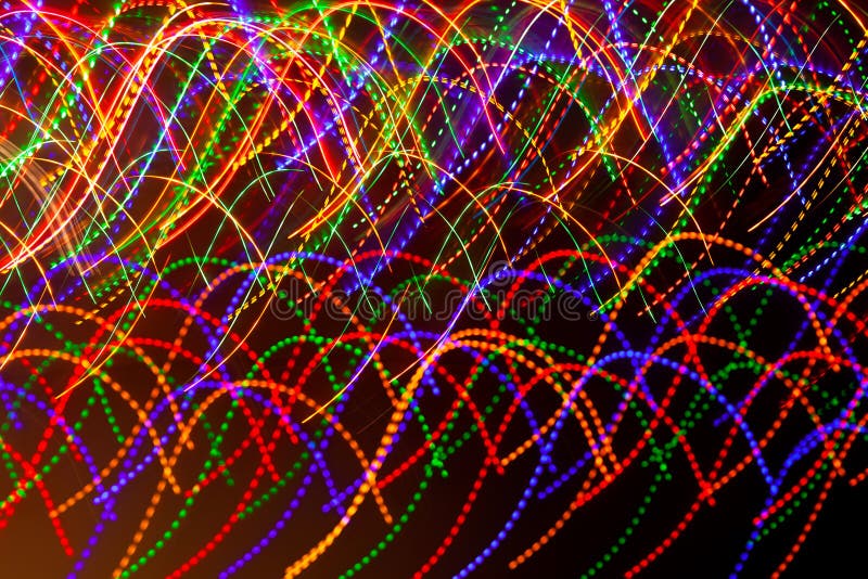 Blurred Abstract Background. Drawing with Light, Garlands. Stock Image ...