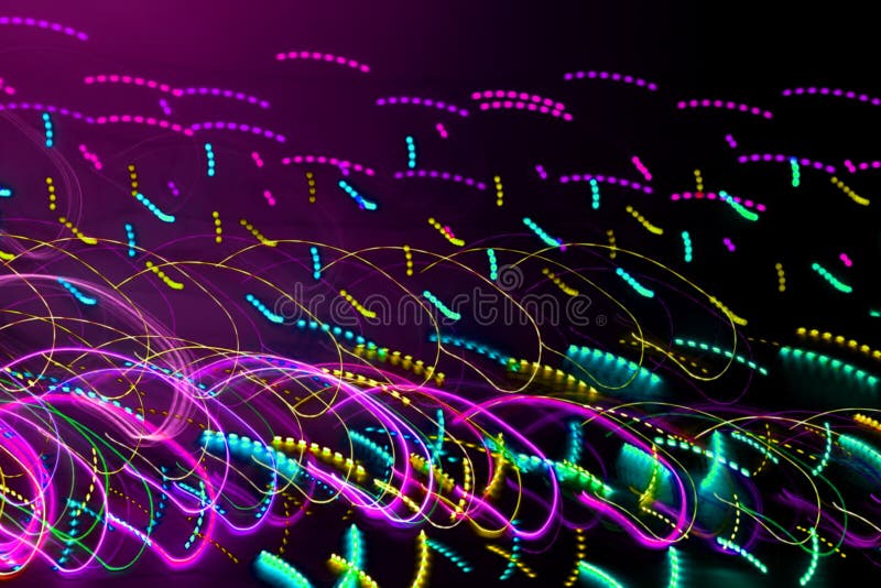 Blurred Abstract Background. Drawing with Light, Garlands. Stock Photo ...