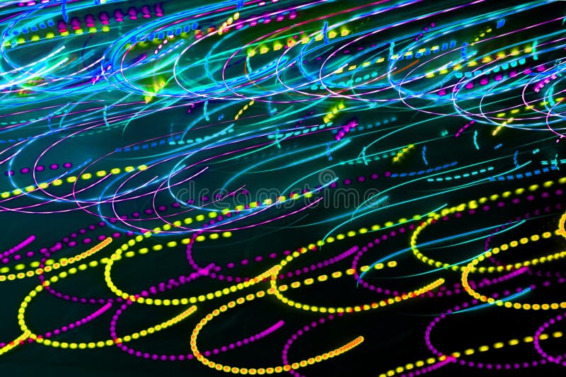 Blurred Abstract Background. Drawing with Light, Garlands. Stock Photo ...