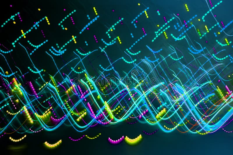 Blurred Abstract Background. Drawing with Light, Garlands. Stock Image ...