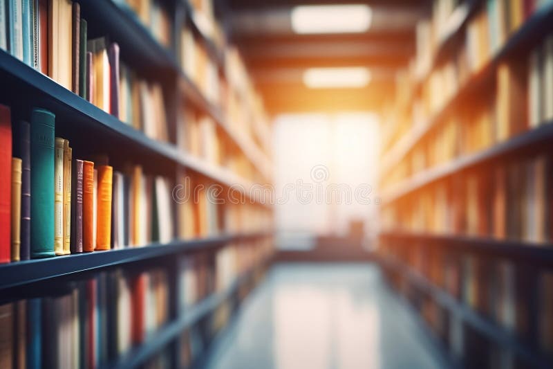 Blurred Abstract College Library Interio . AI Stock Illustration ...