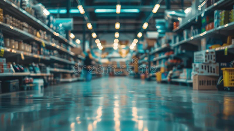 Blurred Abstract Hardware Section Filled with Tools and Fixings Stock ...
