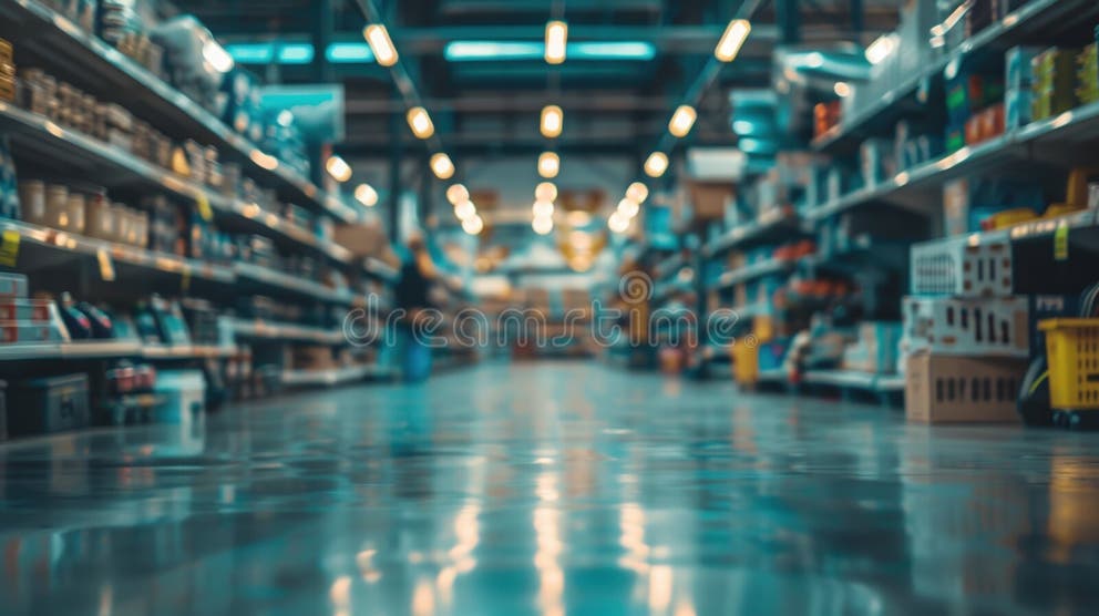 Blurred Abstract Hardware Section Filled with Tools and Fixings Stock ...
