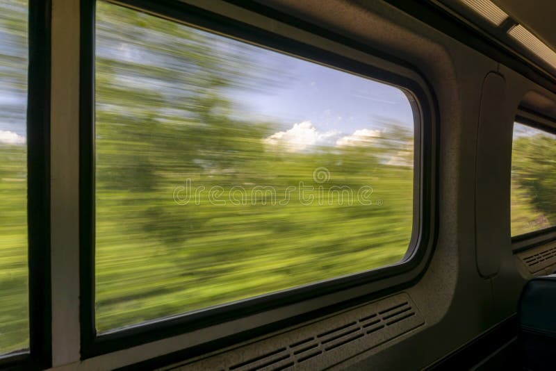 Blurred Abstract Landscape from Train Window Stock Photo - Image of ...