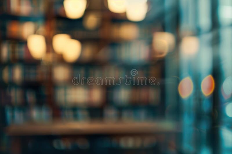 Blurred Abstract Library Background with Bookshelves, Cozy Academic ...
