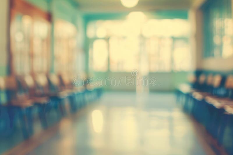 Blurred Abstract School Background, Soft Focus on Classroom Interior ...