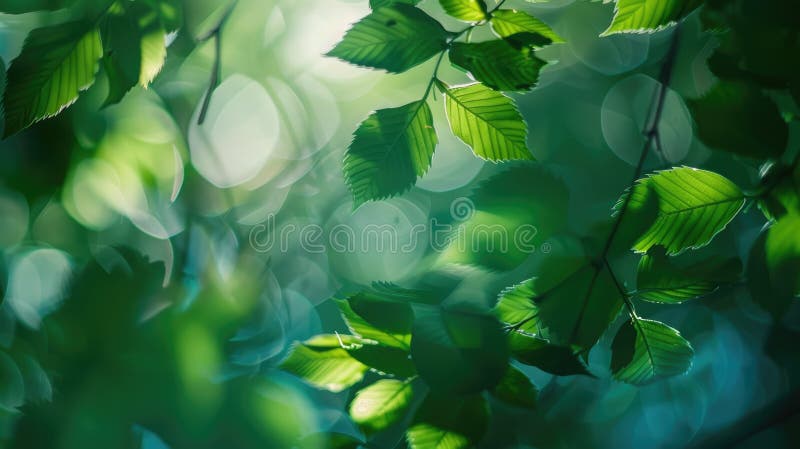 Blurred Abstract Spring Background with Green Leaves Stock Illustration ...