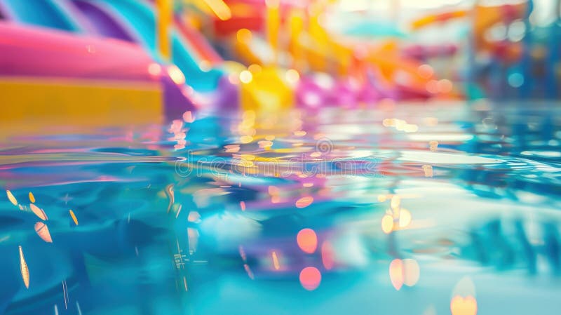 Blurred Abstract View of Summer Aqua Park Under Bright Sun Light Stock ...