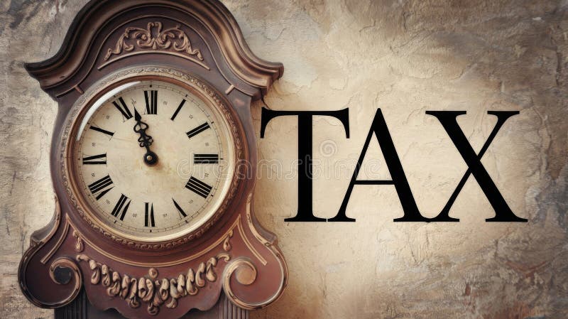 Blurred Antique Clock beside TAX Text, Representing Tax Time Stock ...