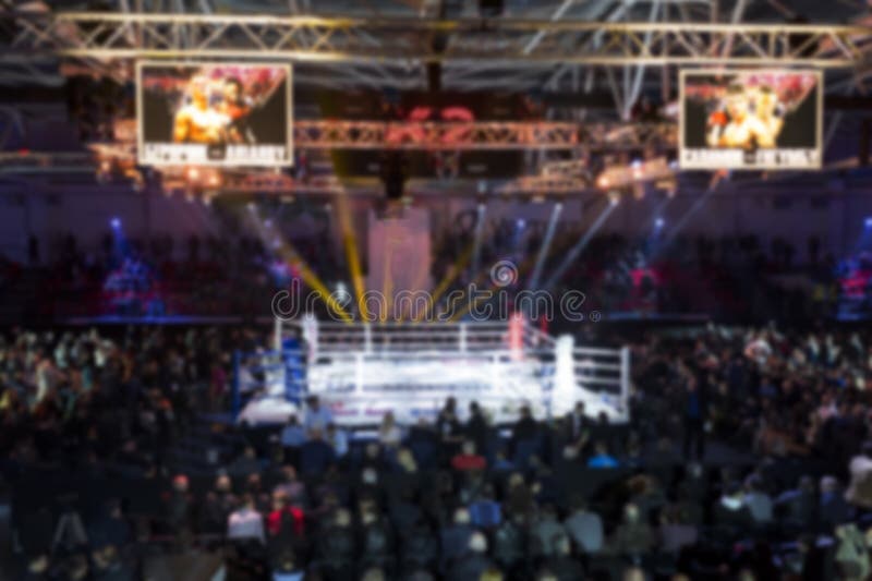 Empty Boxing Ring With Crowd