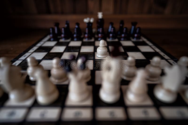 Blurred Background with a Low Depth of Focus. the Set of Wooden Chess ...