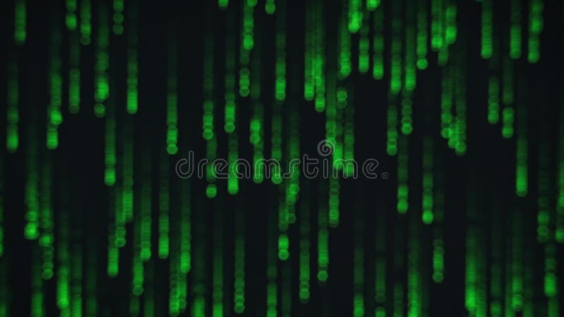 Blurred Background of Matrix Code Rain, Green Digits Glow and Falling ...